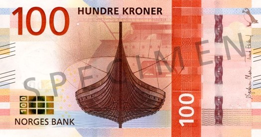 Un drakkar et un X-Bow sur les billets de 100 NOK | Mer et Marine